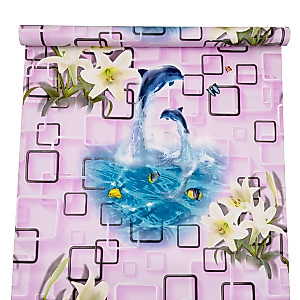 Yifasy 2 Pack Pink Cabinet Liners Self-Adhesive Shelf Drawer Papers Dolphin Lily Easy Install Redo Storage Bench Entryway Shoe Organizer 17.7 Inch Wide