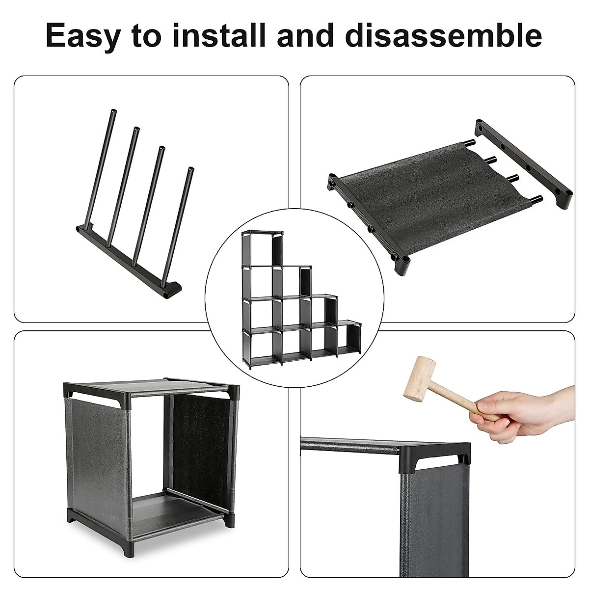 Skatolly Storage Organizer Rack, 10- Cube DIY Plastic Modular Storage Shelves, Closet Organizer Shelving Storage Cabinet for Bedroom Living Room Office