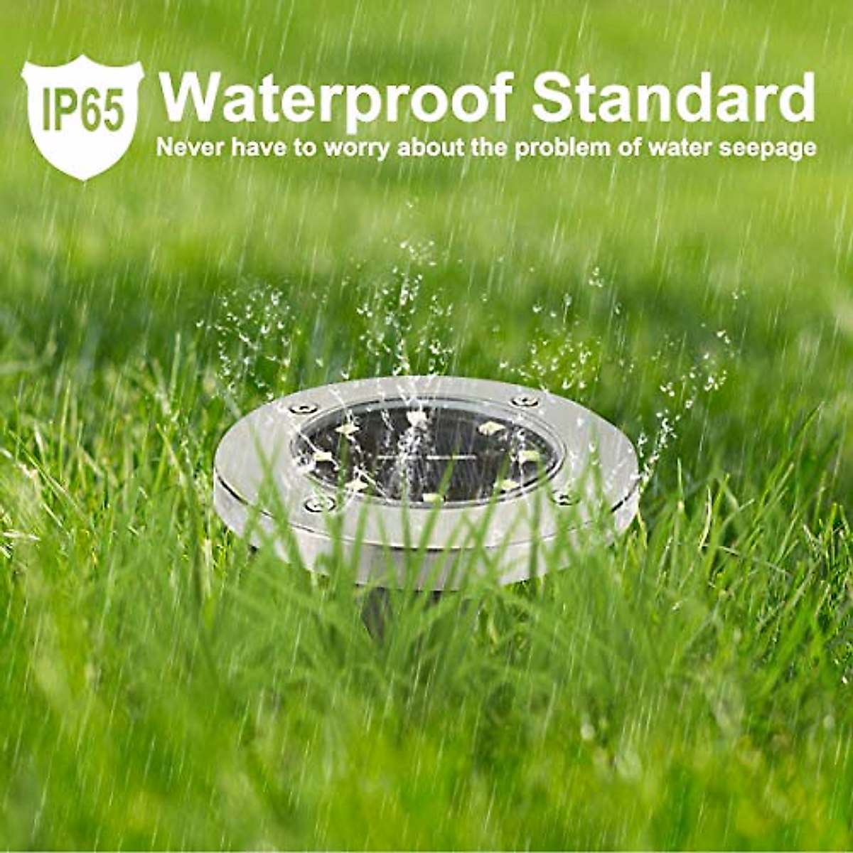 Solar Ground Lights, Upgraded Outdoor Garden Waterproof Bright in-Ground Lights for Lawn Pathway Yard Driveway, producing More Light with 8 Led Warm White Lights
