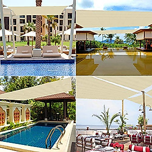 Eden's Decor Rectangular 6' X 8' Beige Sun Shade Sail UV-Blocking Outdoor Canopy Patio