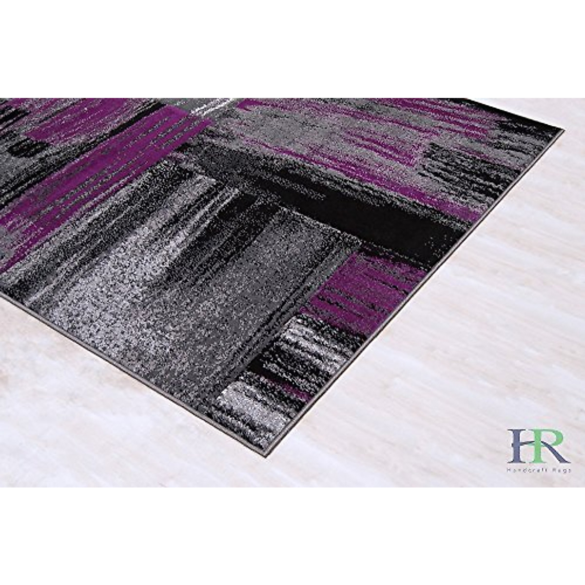 Handcraft Rugs-Purple/Gray/Silver/Black/Abstract Contemporary Modern Brush Design Mixed Colors Area Rug