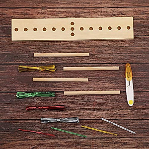 Bow Maker for Bow Ribbon Wreath Wooden Maker Tool with U-Shaped Scissor and Twist Ties for Making Bows DIY Crafts Christmas Party Decorations Hair Bows Corsages (Gold, Silver, Red, Green)