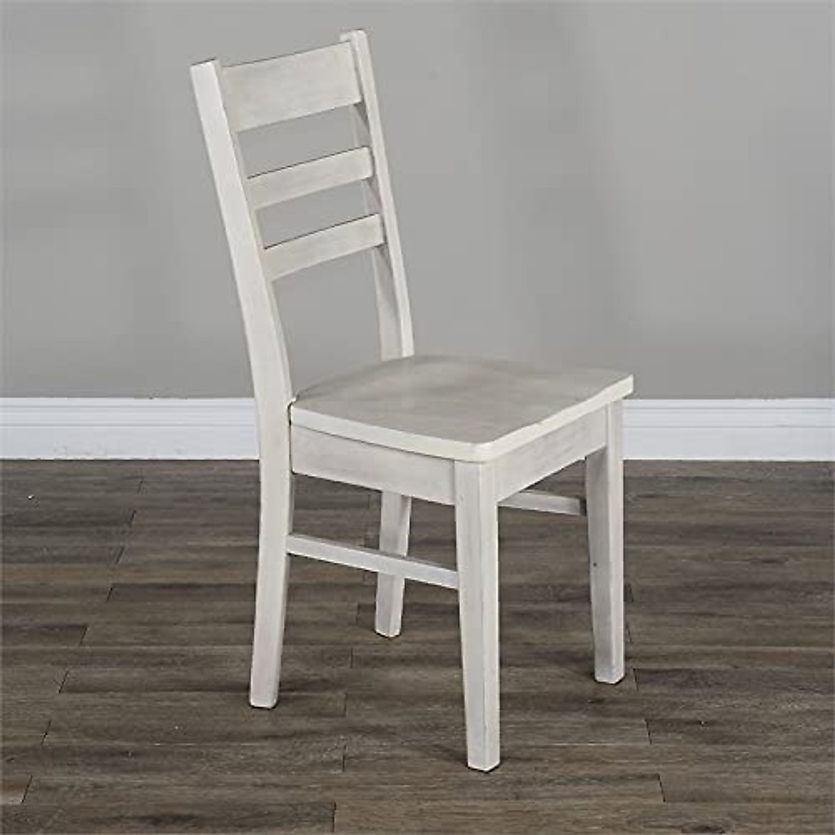 Pemberly Row 37" Wood Dining Room Ladderback Chair with Wood Legs for Kitchen, Modern Restaurant Chairs in Marble White