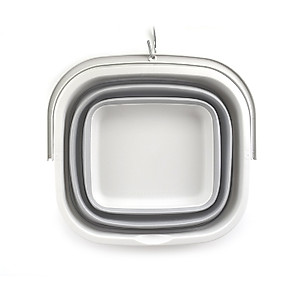 SAMMART Set of 2-11L (2.9 Gallon) Collapsible Rectangular Handy Basket/Bucket (2, Grey)