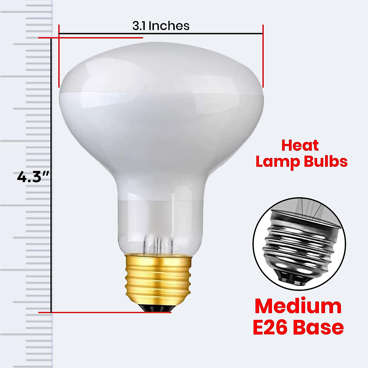 BULBMASTER Reptile Heat Lamp Bulb 100 Watts UVA Basking Light for Reptiles and Amphibian, Basking Light for Bearded Dragon, UVA Reptile Light Bulb E26 Base 2 Pack