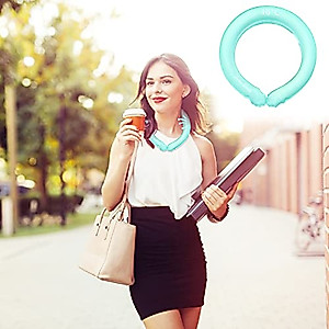 Toonshare Neck Cooling Tube, Cool Neck Ring Ice Pillow Cooling Neck Wraps, Summer Heatstroke Prevention Wearable Cooling Neck Hanging Ice Pad, Hands Free Cold Gel Ice Pack (Blue)