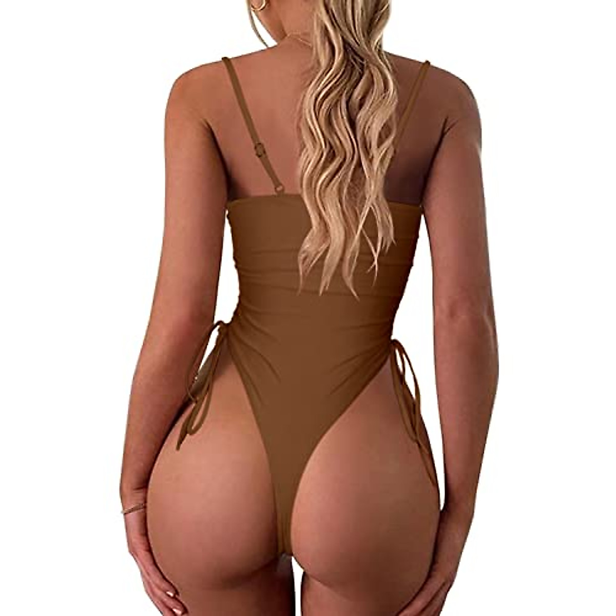 ioiom Sexy Swimsuit for Women Tummy Control Swimsuits for Women Brown S