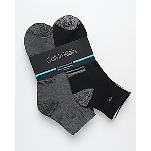 Calvin Klein Men's Quarter Socks - 6 Pack Soft Cushioned Athletic Ankle Socks for Men - Breathable Men's Sports Socks, Size 7-12, Black/White/Grey