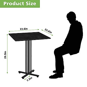 Black Dining Table for 2, Small Kitchen Table with A Table Cover 23.6" Modern Dining Room Table Square Kitchen Table for Small Spaces Dinner Table for Living Room, Sturdy Metal Frame