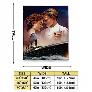 Fyess Jack Dawson & Rose Blanket Ultra-Soft Dicaprio On The Titanic Throw Blanket Home Decor Gift for Children/Adults 50in×40in