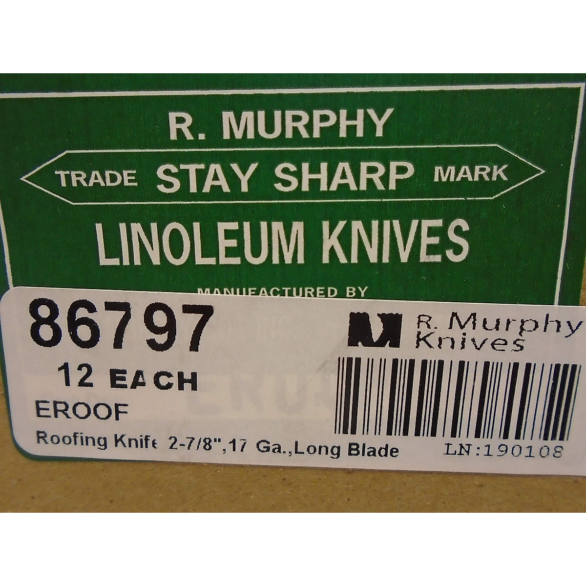 R Murphy USA Bundled Lot of (2) 17 Gauge Roofing/Linoleum Knives - Long Blades # 86797