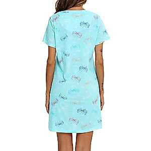 ENJOYNIGHT Women's Sleepwear Cotton Sleep Tee Short Sleeves Print Sleepshirt (Medium, Flying)