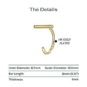 PAVOI 21C-E06 Loop Huggies (Bar, Yellow Gold)