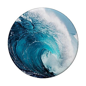 Blue Ocean Waves Sunny Beach Design On Black PopSockets PopGrip: Swappable Grip for Phones & Tablets PopSockets Standard PopGrip