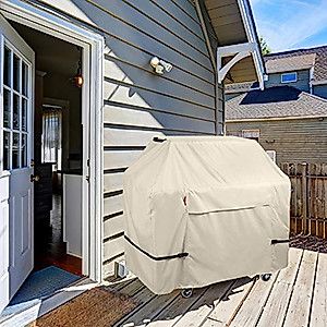 Porch Shield 54W x 24D x 46H inch Premium Gas Grill Cover Up to 52 inch - Waterproof 600D BBQ Covers for Weber, Brinkmann, Char-Broil and More, Light Tan