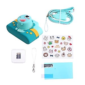 SOLUSTRE Kids Toys for Cartoon Portable Aniaml with Girls Shaped High-Resolution Gift Gifts Sticker Lovely Action W Easter Recorder Boys Camera Green Fox Lanyard Birthday Digital Kids Camera