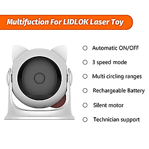 LIDLOK Automatic Cat Laser Toy for Indoor Cats,Interactive cat Toys for Kittens/Dogs,Fast/Slow Mode,Adjustable Circling Ranges,USB Rechargeable,Auto on/Off