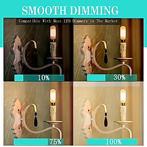 Frosted Light Bulbs E12 LED Bulb 40W Warm White 2700K, Chandelier Light Bulb Frosted, E12 Candelabra Light Bulb 40 Watt Equivalent T6 Tubular Candle Light Bulb, Frosted Glass Light Bulbs, 6 Pack