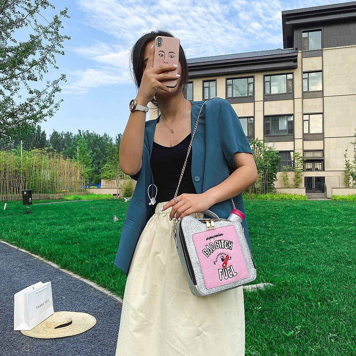 KUANG! Women Fashion Sequin Crossbody Bag Fun Gasoline Handbag Shoulder Bag for Women Messenger Tote Bags