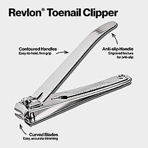 Nail Clipper by Revlon, Nail Care Tools, Curved Blade & Foldaway Nail File for Trimming & Grooming, Easy to Use (Pack of 1)