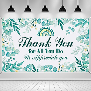 HOWAF We Appreciate You Party Decorations Backdrop Banner, Thank You for All You Do Banner for Thanks to Staff Teachers Doctor Nurses Staff, Team Appreciation Week Green Banner Party,72.8" x 43.3"