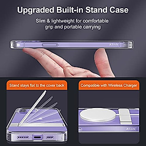 JETech Case for iPhone 12 Mini 5.4-Inch with Stand, Support Wireless Charging, Slim Shockproof Bumper Phone Cover, 3-Way Metal Kickstand (Clear)