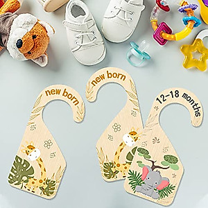 R HORSE 8Pcs Safari Baby Closet Dividers Double Sided Baby Closet Organizers Nursery Hanger Dividers Wood Baby Closet Size Dividers for Baby Boy Girls Baby Shower Birthday Gift Christmas (0-24 Months)