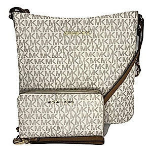 Michael Kors LG Messenger Crossbody bundled with Phone Wristlet (Vanilla/Acorn)
