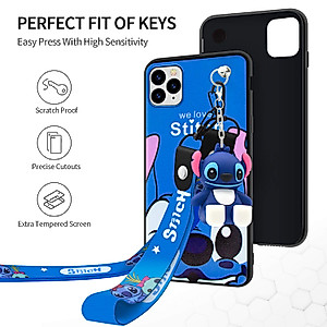 BABY FUN iPhone 11 Case with HD Screen Protector, 2 Lanyard, Cell Phone Stand, Cute Cartoon 3D Character Silicone Cover Case for iPhone 11