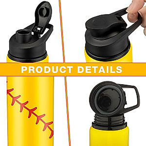 Yaomiao 20 Pcs Softball Water Bottles Aluminum Softball Gifts Tumbler Snap Lid Leak Proof Baseball Sports Bottle Baseball Accessories for Gym Sports Travel Coffee Friends Men Girls (17 oz)