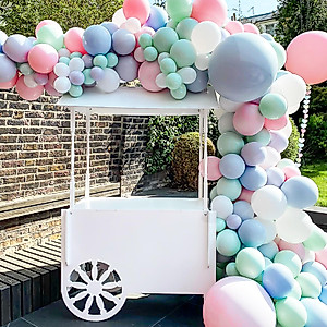 RUBFAC 129pcs Mint Green Balloons Different Sizes 18 12 10 5 Inch, Pastel Makani Blue Balloon Garland Arch Kit for Birthday Baby Shower Gender Reveal Wedding Party Decoration