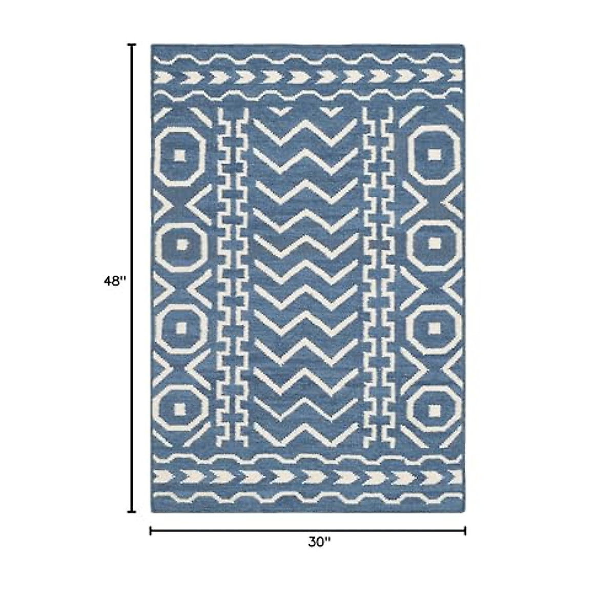 SAFAVIEH Dhurries Collection 2'6" x 4' Dark Blue/Ivory DHU572A Handmade Flatweave Premium Wool Accent Rug