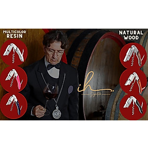 IH Signature, Professional Waiter Corkscrew or Sommelier - Heavy Duty Stainless Steel, Ergonomic Handle, Dual Lever System and Integrated Blade Cutter with Opener. (Rosewood)
