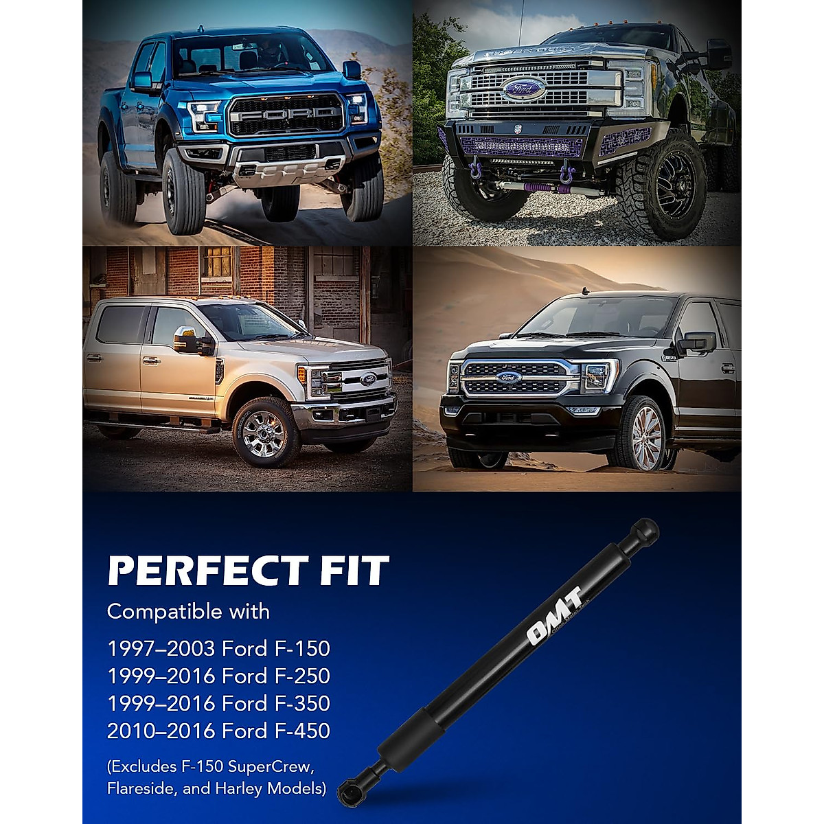 Orion Motor Tech Truck Tailgate Assist, Pickup Tailgate Lift Assist Kit Compatible with 1997 1998 1999 2000 2001 2002 2003 Ford F150, 1999 to 2016 F250 F350 Super Duty, & 2010 to 2016 F450 Super Duty