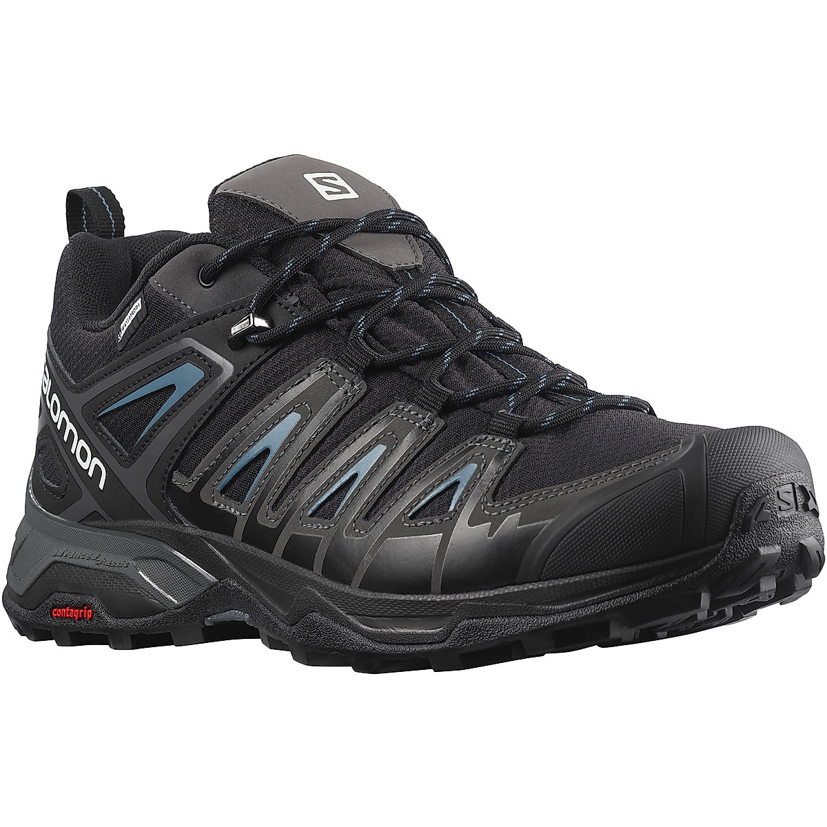 Salomon X Ultra Pioneer Climasalomon Waterproof Hiking Shoes for Men Climbing, Black/Magnet/Bluesteel, 9.5