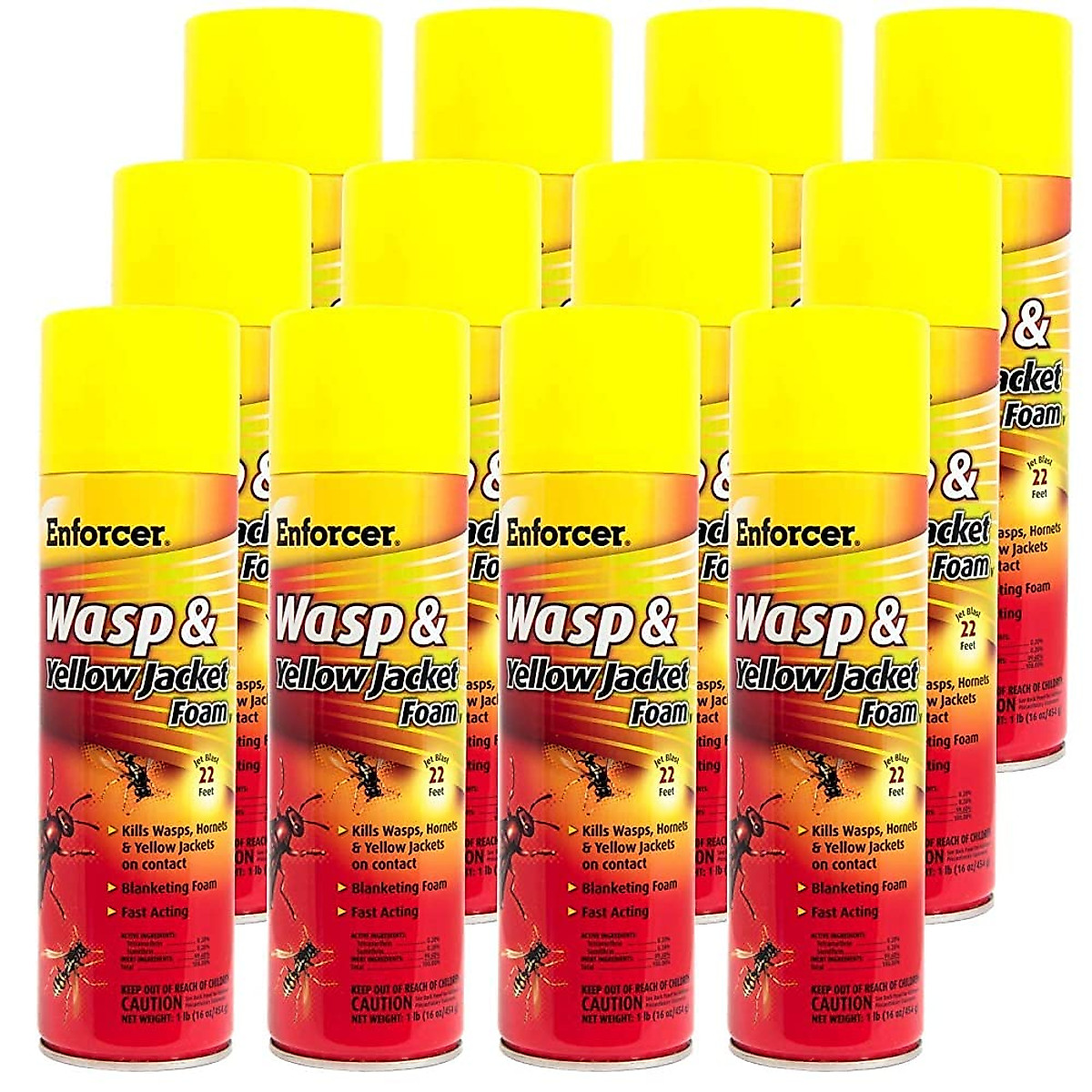 Enforcer Wasp & Yellow Jacket Foam V - 16 oz (Case of 12) - FWH16 - Kills Wasps, Hornets and Yellow Jackets