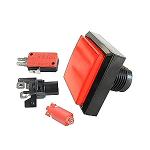 Big Red Arcade Control Panels Square Push Buttons Illuminated 12V LED Lamp Built-in Microswitch 51*51MM