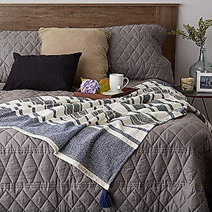 DII New Traditional, 2-Tone Chevron Stripe Throw, 50x60, Navy