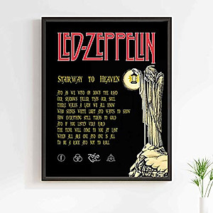 Led Zeppelin Band-"Stairway To Heaven" Song Lyrics Wall Art- 11 x 14" Rock Music Poster Print-Ready to Frame. Vintage Home-Office-Studio-Cave Decor. Perfect Gift for Musicians & All Zeppelin Fans!