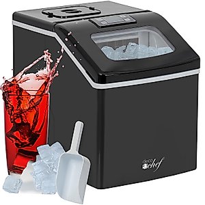Deco Chef Countertop Ice Maker 40LB/24H, 24 Full Cubes Every 15 Minutes, Adjustable Size, Digital Control and Timer, Self-Cleaning, EZ Access Flip Lid, Scoop Included, Black