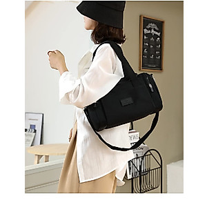 Women's Crossbody Satchel Bag Canvas Tote Bag Small Satchel Bag Round Nylon Purse Shoulder Bag Hobo Bag Chic