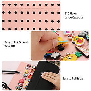 JUXYES Shoe Charms Organizer Wall Hanging Charms Collection Holder with 216 Holes, Portable Decorative Croc Shoe Charms Display Hanging Decoration Croc Charms Collection Storage Organizer