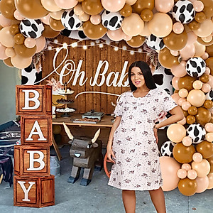 Winrayk 141Pcs Cow Baby Shower Decorations for Boy Girl Cow Birthday Party Decorations Supplies Cow Print Balloon Arch Baby Boxes with Letters Oh Baby Backdrop Farm Holy Cow Im One Birthday Decoration