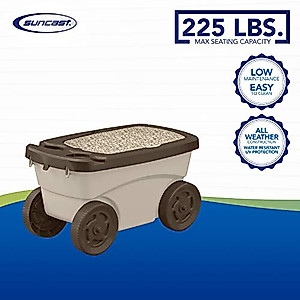 Suncast Outdoor Rolling Garden Scooter - Durable Plastic Portable Garden Seat Rolls in Grass and Dirt - Carries Garden Supplies