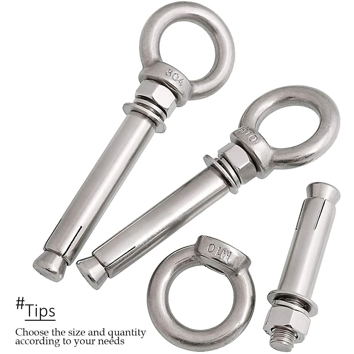 Expansion Screw, Stainless Steel Expansion Bolts, Screws, Screws, M6 Expansion Bolt - Expansion Screw Eye Bolt Anchor Bolts Concrete Screws Stainless Steel, Silver, M6x120-2pcs (Color : Silver)