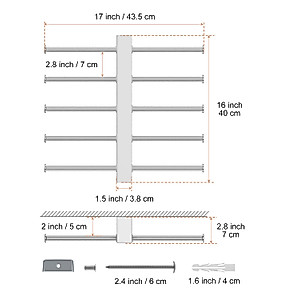 5-Tier Bridge Sliding Bathroom Towel Bar 16 Inch, ZUEXT Brushed Nickel Finished Stainless Steel Towel Holder Hanger, Wall Mounted Adjustable Hand Towel Rod for Washroom Kitchen, 1.5" Tube Towel Racks
