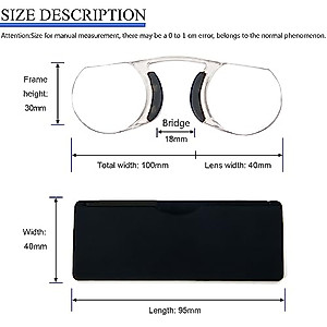 MMOWW Nose Pinching Armless Reading Glasses,2 Pack Ultra Slim Pocket Size Readers with Mini Portable Case (Black+Red,2.0)