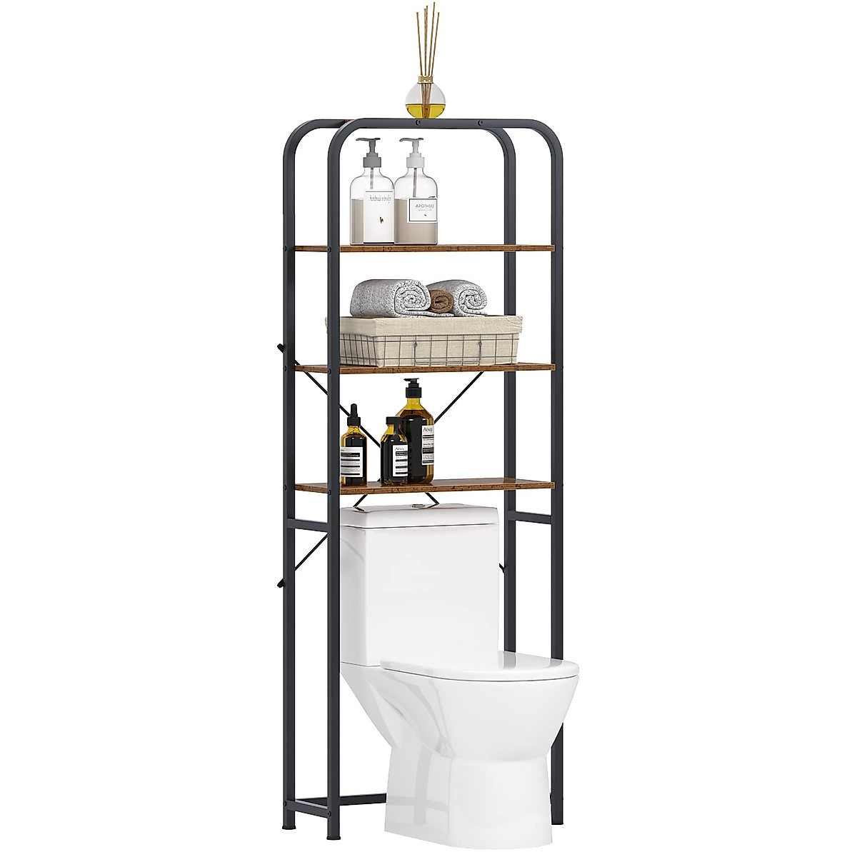 SogesPower 4-Tier Over The Toilet Storage Rack 68 inch Freestanding Bathroom Storage Shelf, Bathroom Organizer Over Toilet, Space Saver Bathroom Shelf, Bathroom Organization,Brown