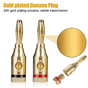 SUNJOYCO 12 Pairs 24K Gold Plated Speaker Banana Plugs for Speaker Wire, Home Theater, Wall Plates