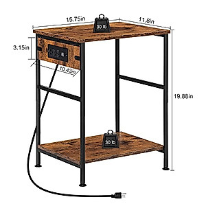 SEHERTIWY Nightstands Set of 2 with Charging Station, End Tables Living Room Set of 2 with USB Ports and Power Outlets, Nightstand Charger Station, 2-Tier Side Table for Bedroom Living Room